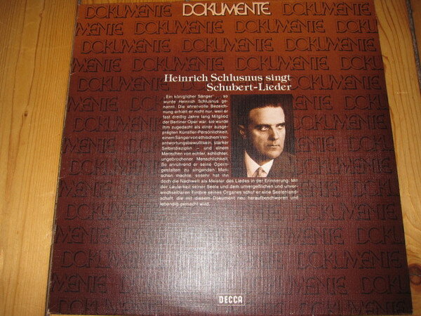 ・アーティスト Franz Schubert - Heinrich Schlusnus ・タイトル Singt Schubert Lieder ・レーベル・型番 Decca 641941 ・フォーマット LPレコード ・コンディション(盤)...