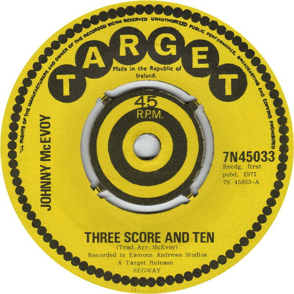 ・アーティスト Johnny McEvoy ・タイトル Three Score And Ten ・レーベル・型番 Target (6) 7N45033 ・フォーマット 7インチレコード ・コンディション(盤) 良い (VG+) ・コンディシ...