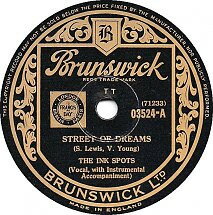 ・アーティスト Ink Spots ・タイトル Street Of Dream / Someday Ill Meet You Again ・レーベル・型番 BRUNSWICK 03524 ・フォーマット 78回転SP盤レコード ・コンディシ...