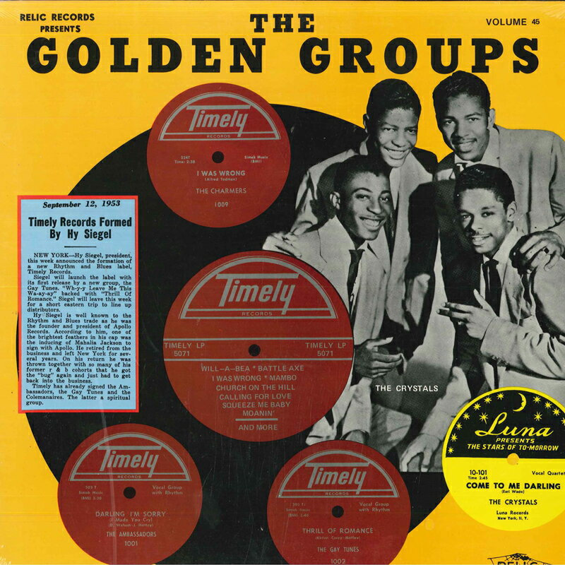 ・アーティスト Various ・タイトル The Best Of Timely And Luna Records ・レーベル・型番 Relic (2) 5071 ・フォーマット LPレコード ・コンディション(盤) 新品 (M) ・コンデ...