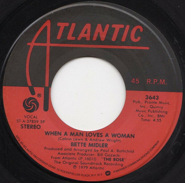 ・アーティスト Bette Midler ・タイトル When A Man Loves A Woman ・レーベル・型番 Atlantic 3643 ・フォーマット 7インチレコード ・コンディション(盤) 可 (VG) ・コンディション(...