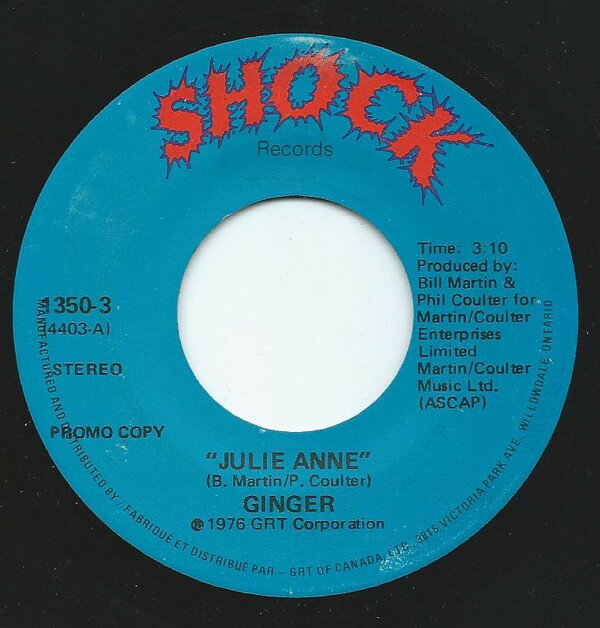 ・アーティスト Ginger (35) ・タイトル Julie Anne ・レーベル・型番 Shock Records (2) 13503 ・フォーマット 7インチレコード ・コンディション(盤) 良い (VG+) ・コンディション(ジャケ...