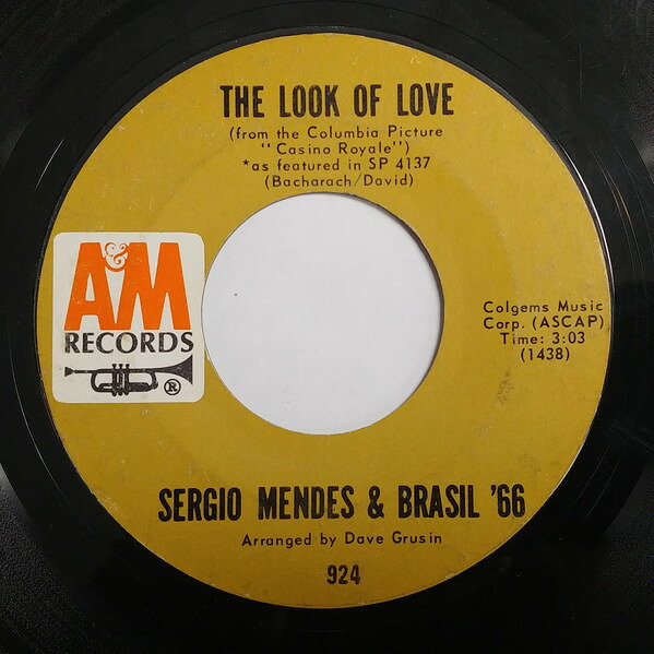 ・アーティスト S?rgio Mendes & Brasil '66 ・タイトル The Look Of Love ・レーベル・型番 A&M Records 924 ・フォーマット 7インチレコード ・コンディション(盤) 良い (VG+)...
