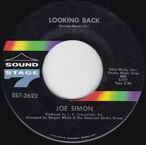 ・アーティスト Joe Simon ・タイトル Looking Back / Standing In The Safety Zone ・レーベル・型番 Sound Stage 7 SS72622 ・フォーマット 7インチレコード ・コンディ...