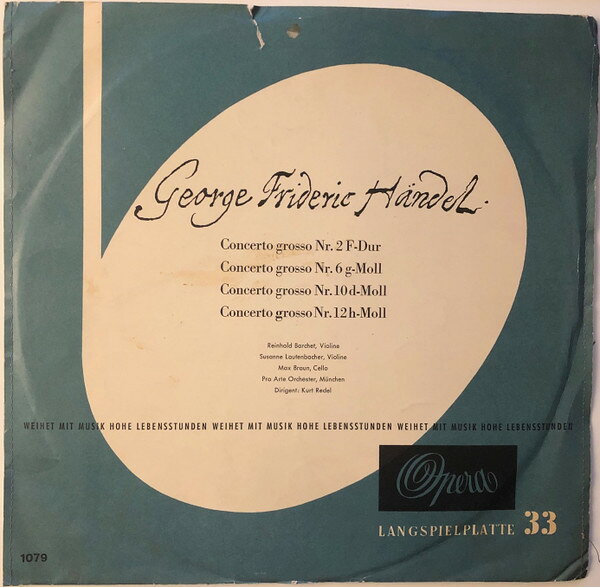 ・アーティスト Georg Friedrich H?ndel ・タイトル Concerti Grossi Nr. 2, 6, 10, 12 ・レーベル・型番 Opera XP2900 ・フォーマット LPレコード ・コンディション(盤) 良...