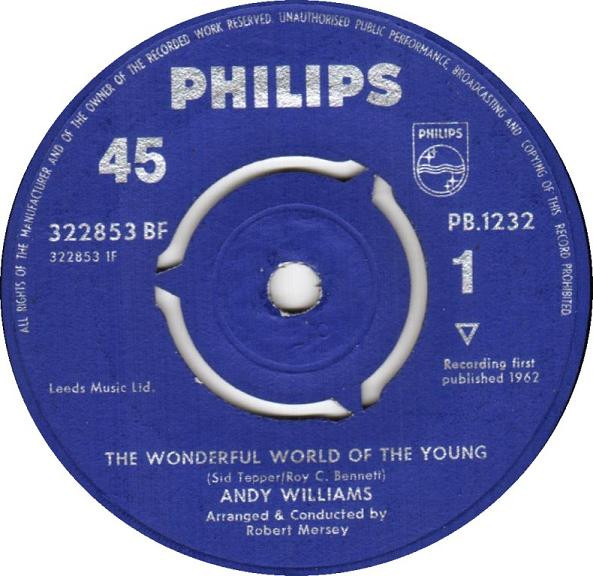 ・アーティスト Andy Williams ・タイトル The Wonderful World Of The Young / Help Me ・レーベル・型番 Philips 322853BF ・フォーマット 7インチレコード ・コンディシ...