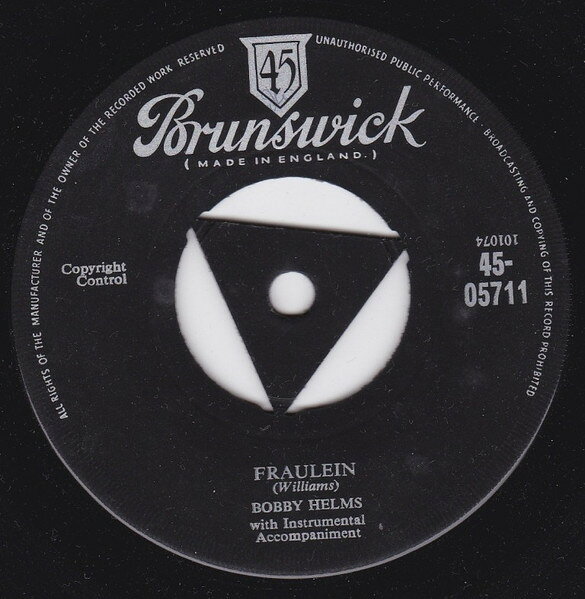 ・アーティスト Bobby Helms ・タイトル Fraulein ・レーベル・型番 BRUNSWICK 4505711 ・フォーマット 7インチレコード ・コンディション(盤) 良い (VG+) ・コンディション(ジャケット) プレイン...