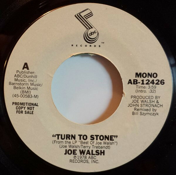 ・アーティスト Joe Walsh ・タイトル Turn To Stone ・レーベル・型番 ABC Records AB12426PROMO ・フォーマット 7インチレコード ・コンディション(盤) 良い (VG+) ・コンディション(ジ...