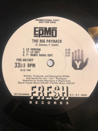 ・アーティスト EPMD ・タイトル The Big Payback ・レーベル・型番 Fresh Records FRE80135Y ・フォーマット 12インチレコード ・コンディション(盤) 良い (VG+) ・コンディション(ジャケッ...