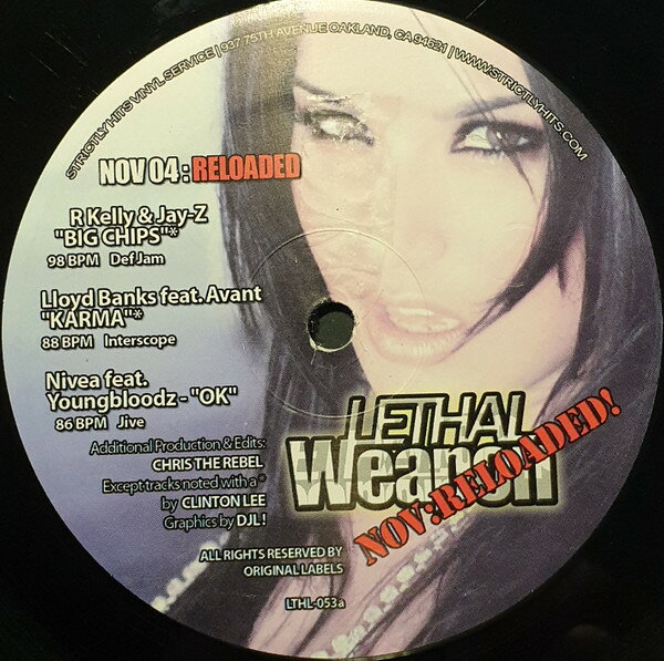 ・アーティスト Various ・タイトル Lethal Weapon: November 2004 ・レーベル・型番 STRICTLY HITS VINYL SERVICE LTHL053 ・フォーマット 12インチレコード ・コンディシ...