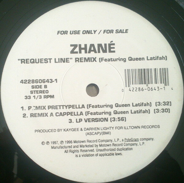 ・アーティスト Zhan?, Queen Latifah ・タイトル Request Line (Remix) ・レーベル・型番 Motown 4228606431 ・フォーマット 12インチレコード ・コンディション(盤) 可 (VG) ...