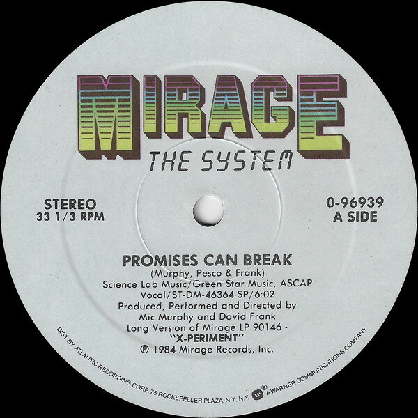 ・アーティスト System ・タイトル Promises Can Break ・レーベル・型番 Mirage (2), Atlantic 096939 ・フォーマット 12インチレコード ・コンディション(盤) 良い (VG+) ・コンデ...