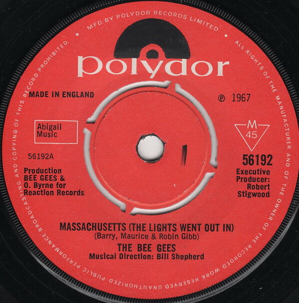 ・アーティスト Bee Gees ・タイトル Massachusetts (The Lights Went Out In) ・レーベル・型番 Polydor 56192 ・フォーマット 7インチレコード ・コンディション(盤) 良い (VG...