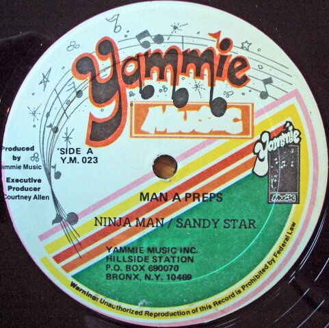 ・アーティスト Ninjaman / Sandy Star ・タイトル Man A Preps ・レーベル・型番 Yammie Music YM023 ・フォーマット 12インチレコード ・コンディション(盤) 良い (VG+) ・コンディ...