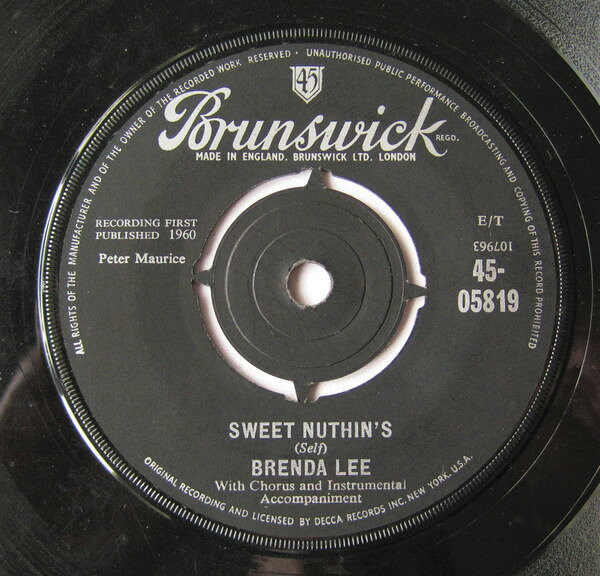 ・アーティスト Brenda Lee ・タイトル Sweet Nuthin's ・レーベル・型番 Brunswick 4505819 ・フォーマット 7インチレコード ・コンディション(盤) 良い (VG+) ・コンディション(ジャケット)...