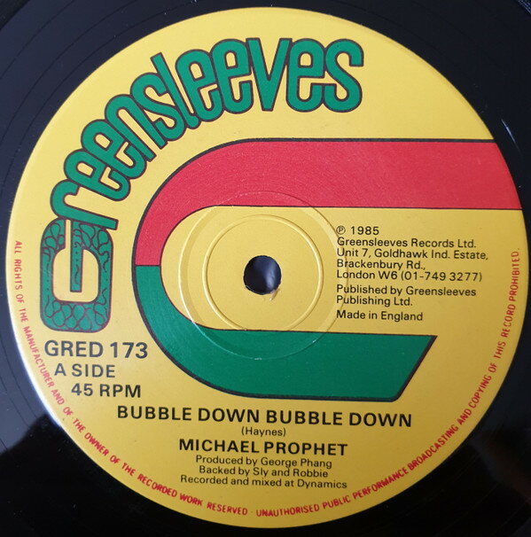 ・アーティスト Michael Prophet ・タイトル Bubble Down Bubble Down / Touch Me Back ・レーベル・型番 Greensleeves Records GRED173 ・フォーマット 12イン...