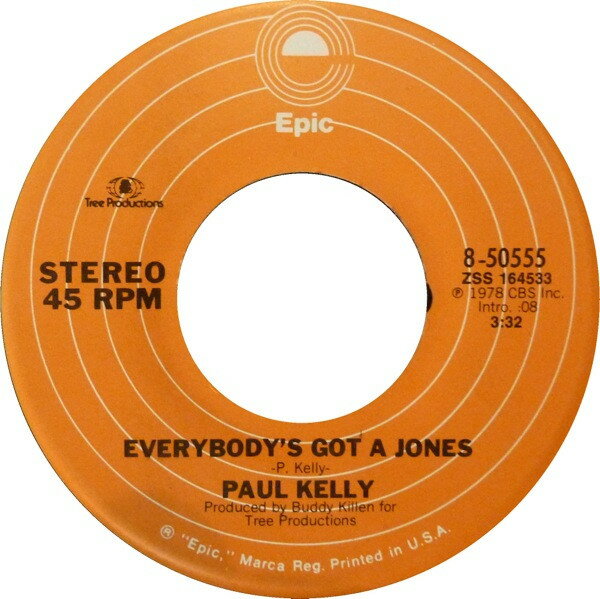 ・アーティスト Paul Kelly ・タイトル Everybody's Got A Jones ・レーベル・型番 EPIC 850555 ・フォーマット 7インチレコード ・コンディション(盤) 良い (VG+) ・コンディション(ジャケ...