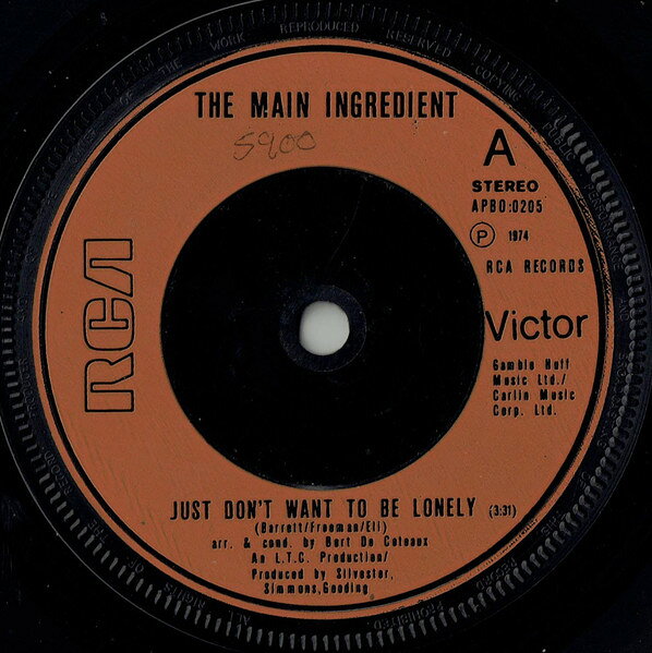 ・アーティスト Main Ingredient ・タイトル Just Don't Want To Be Lonely ・レーベル・型番 RCA Victor APB00205 ・フォーマット 7インチレコード ・コンディション(盤) 良い ...