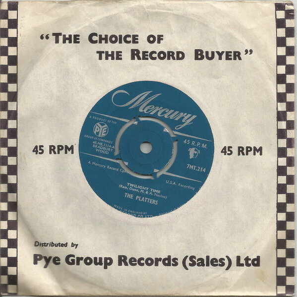 ・アーティスト The Platters ・タイトル Twilight Time ・レーベル・型番 Mercury 7MT214 ・フォーマット 7インチレコード ・コンディション(盤) 可 (VG) ・コンディション(ジャケット) プレイ...