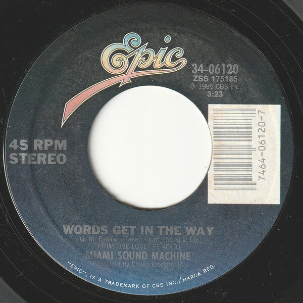 ・アーティスト Miami Sound Machine ・タイトル Words Get In The Way ・レーベル・型番 Epic 3406120 ・フォーマット 7インチレコード ・コンディション(盤) 良い (VG+) ・コンディ...
