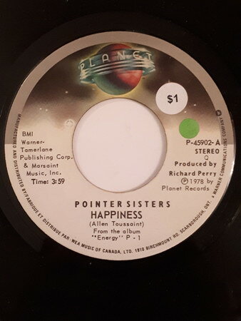 ・アーティスト Pointer Sisters ・タイトル Happiness / Lay It On The Line ・レーベル・型番 Planet P45902 ・フォーマット 7インチレコード ・コンディション(盤) 可 (VG) ...