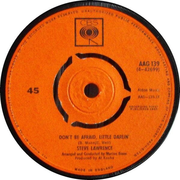 ・アーティスト Steve Lawrence ・タイトル Don't Be Afraid, Little Darlin' ・レーベル・型番 CBS AAG139 ・フォーマット 7インチレコード ・コンディション(盤) 可 (VG) ・コン...