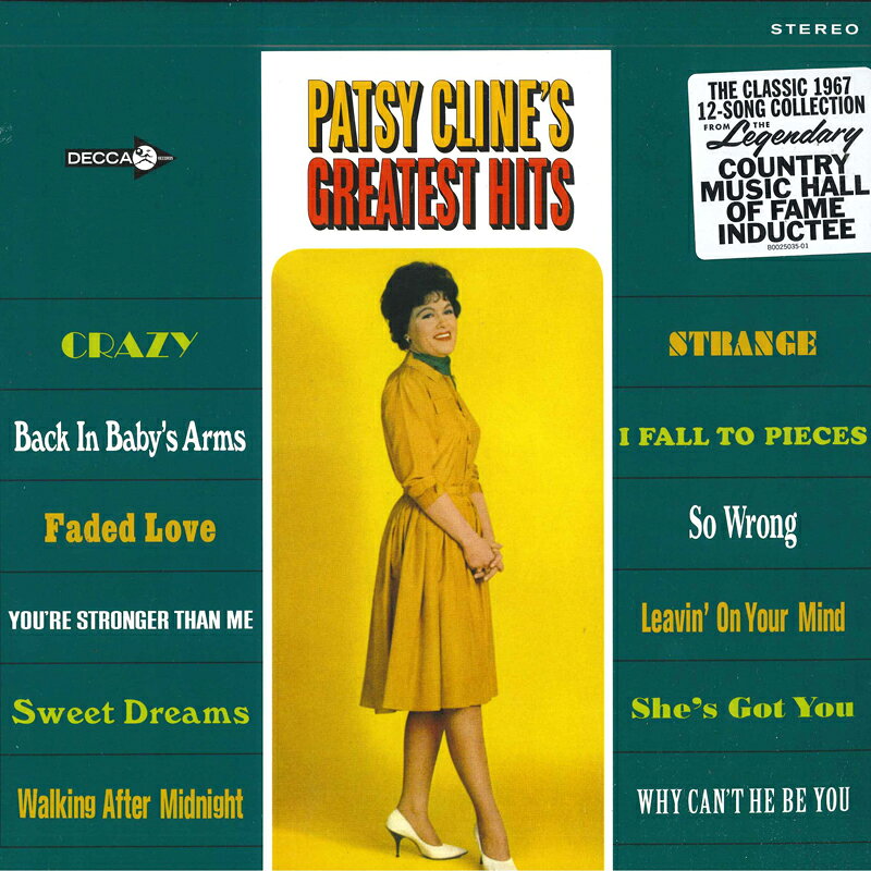 ・アーティスト Patsy Cline ・タイトル Patsy Cline's Greatest Hits ・レーベル・型番 Decca, UMe, MCA Nashville B002503501 ・フォーマット LPレコード ・コンディ...