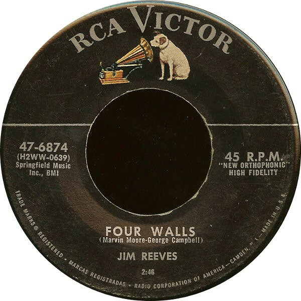・アーティスト Jim Reeves ・タイトル Four Walls / I Know And You Know ・レーベル・型番 RCA VICTOR 476874 ・フォーマット 7インチレコード ・コンディション(盤) 可 (VG)...