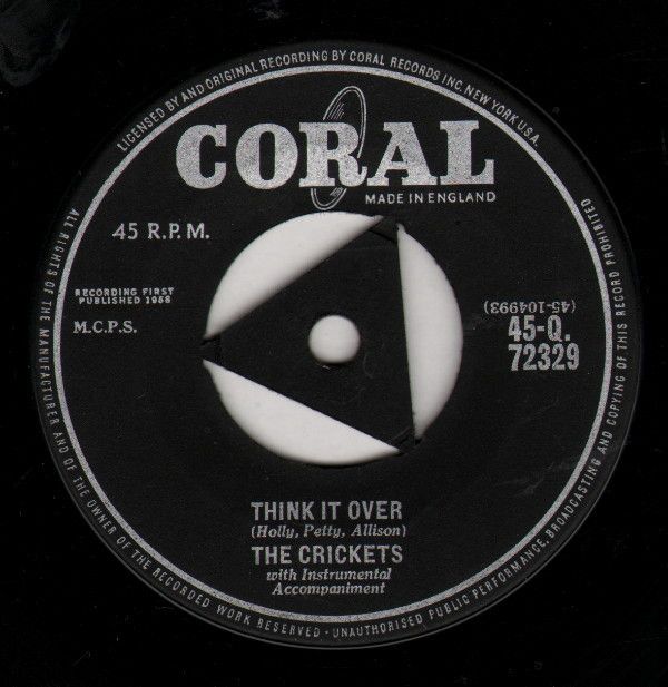 ・アーティスト Crickets ・タイトル Think It Over ・レーベル・型番 Coral 45Q72329 ・フォーマット 7インチレコード ・コンディション(盤) 良い (VG+) ・コンディション(ジャケット) プレインカ...