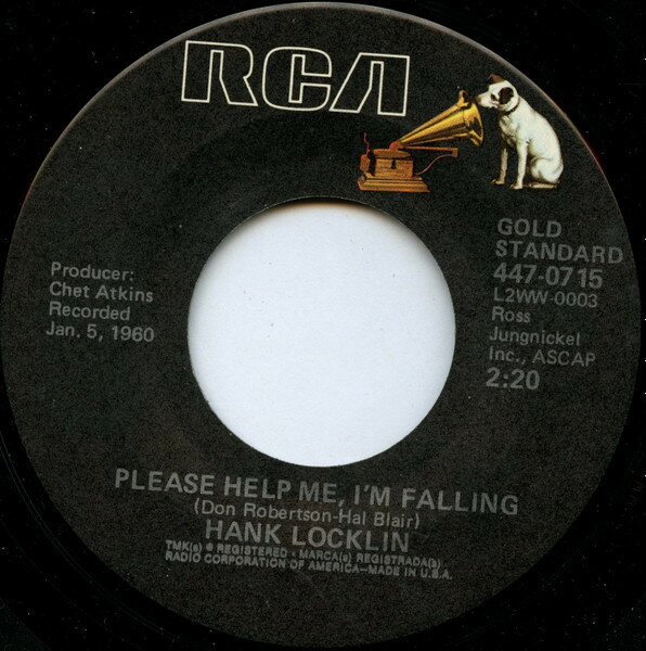 ・アーティスト Hank Locklin ・タイトル Please Help Me, I'm Falling ・レーベル・型番 RCA Victor 4470715 ・フォーマット 7インチレコード ・コンディション(盤) 良い (VG+)...