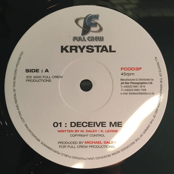 ・アーティスト Krystal (45) ・タイトル Deceive Me ・レーベル・型番 Full Crew FC003P ・フォーマット 12インチレコード ・コンディション(盤) 良い (VG+) ・コンディション(ジャケット) プ...