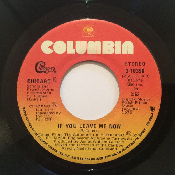 ・アーティスト Chicago ・タイトル If You Leave Me Now ・レーベル・型番 Columbia 310390 ・フォーマット 7インチレコード ・コンディション(盤) 良い (VG+) ・コンディション(ジャケット)...