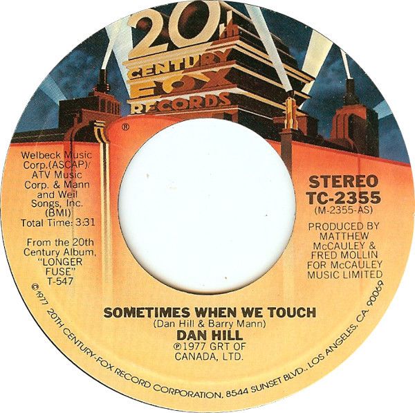 ・アーティスト Dan Hill ・タイトル Sometimes When We Touch ・レーベル・型番 20th Century Fox Records TC2355 ・フォーマット 7インチレコード ・コンディション(盤) 良い ...