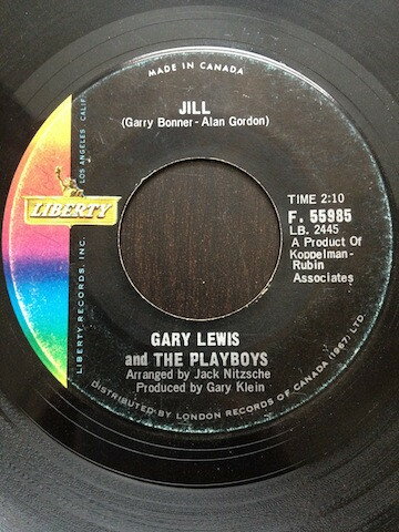 ・アーティスト Gary Lewis & The Playboys ・タイトル Jill / New In Town ・レーベル・型番 Liberty F55985 ・フォーマット 7インチレコード ・コンディション(盤) 良い (VG+)...