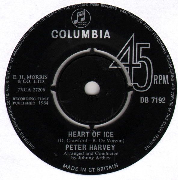 ・アーティスト Peter Harvey ・タイトル Heart Of Ice ・レーベル・型番 Columbia DB7192 ・フォーマット 7インチレコード ・コンディション(盤) 良い (VG+) ・コンディション(ジャケット) プ...