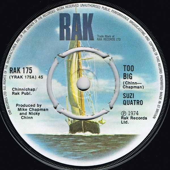 ・アーティスト Suzi Quatro ・タイトル Too Big ・レーベル・型番 RAK RAK175 ・フォーマット 7インチレコード ・コンディション(盤) 非常に良い(EX) ・コンディション(ジャケット) プレインカバー（元ジャ...