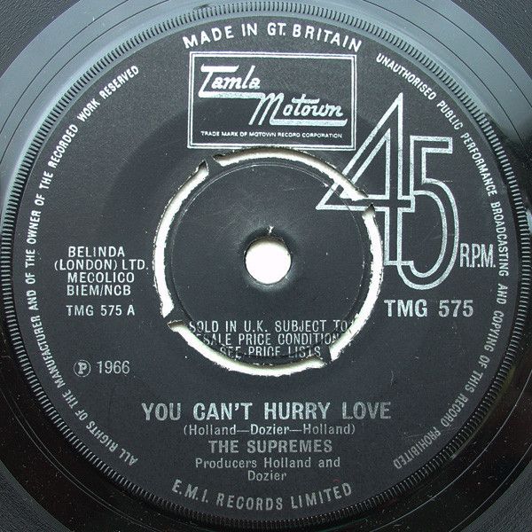 ・アーティスト Supremes ・タイトル You Can't Hurry Love ・レーベル・型番 Tamla Motown TMG575 ・フォーマット 7インチレコード ・コンディション(盤) 良い (VG+) ・コンディション(...