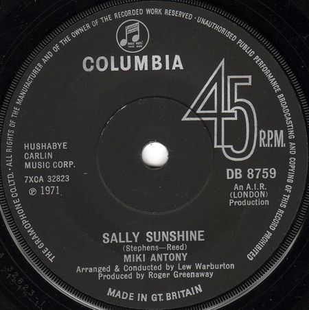 ・アーティスト Miki Antony ・タイトル Sally Sunshine ・レーベル・型番 Columbia DB8759 ・フォーマット 7インチレコード ・コンディション(盤) 良い (VG+) ・コンディション(ジャケット) ...