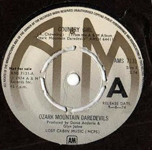 ・アーティスト Ozark Mountain Daredevils ・タイトル Country Girl ・レーベル・型番 A&M Records AMS7131 ・フォーマット 7インチレコード ・コンディション(盤) 良い (VG+) ...