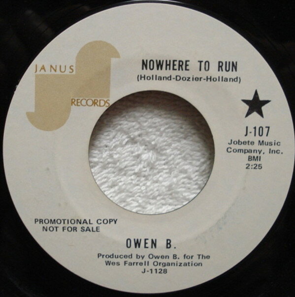 ・アーティスト Owen B. ・タイトル Nowhere To Run ・レーベル・型番 Janus Records J107 ・フォーマット 7インチレコード ・コンディション(盤) 良い (VG+) ・コンディション(ジャケット) プ...