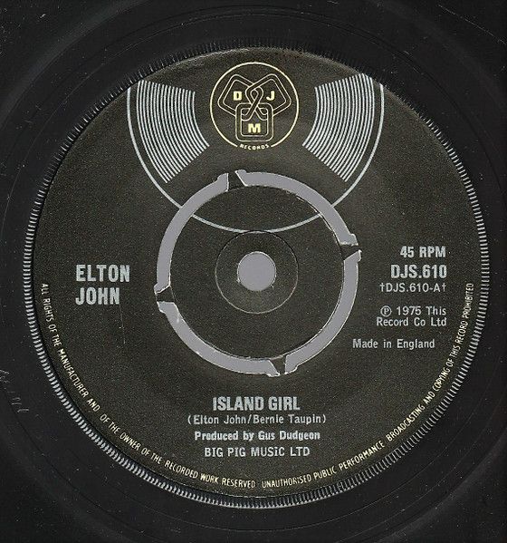 ・アーティスト Elton John ・タイトル Island Girl ・レーベル・型番 DJM Records (2) DJS610 ・フォーマット 7インチレコード ・コンディション(盤) 良い (VG+) ・コンディション(ジャケッ...
