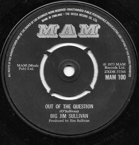 ・アーティスト Big Jim Sullivan ・タイトル Out Of The Question ・レーベル・型番 MAM MAM100 ・フォーマット 7インチレコード ・コンディション(盤) 良い (VG+) ・コンディション(ジャ...