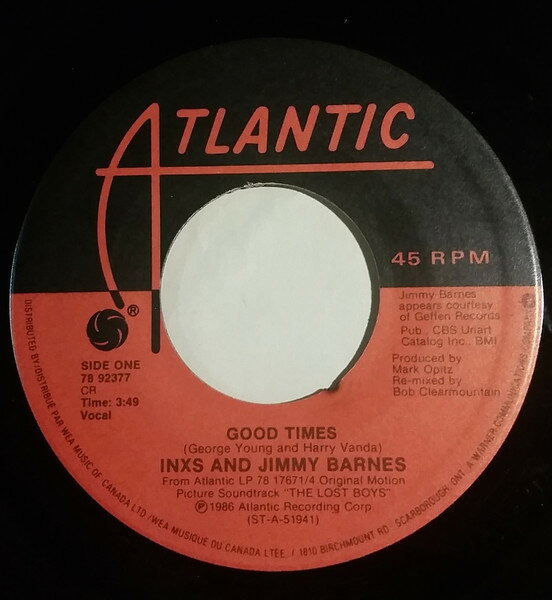 ・アーティスト INXS & Jimmy Barnes ・タイトル Good Times ・レーベル・型番 Atlantic 7892377 ・フォーマット 7インチレコード ・コンディション(盤) 良い (VG+) ・コンディション(ジャ...