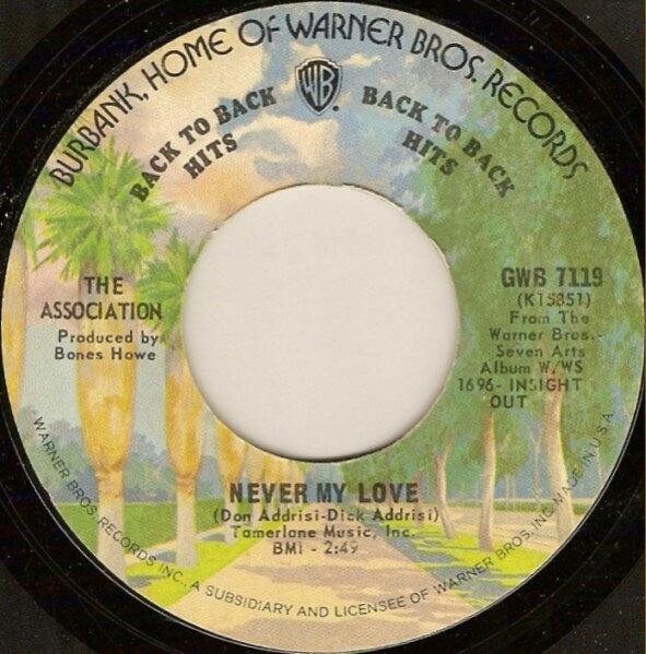 ・アーティスト Association ・タイトル Never My Love / Windy ・レーベル・型番 Warner Bros. Records GWB7119 ・フォーマット 7インチレコード ・コンディション(盤) 良い (V...