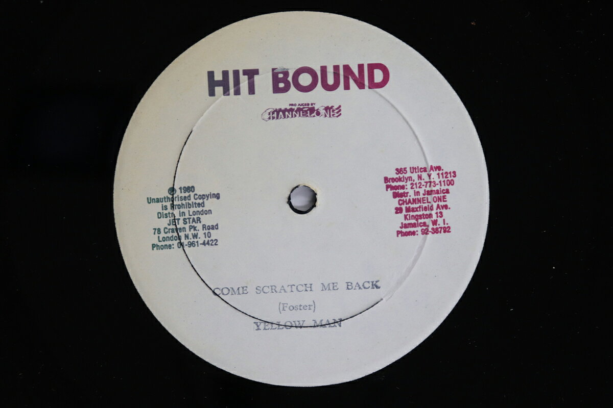 ・アーティスト Yellowman ・タイトル Come Scratch Me Back / You Wrong To Send Come Call Me ・レーベル・型番 HIT BOUND NONE ・フォーマット 12インチレコード ...