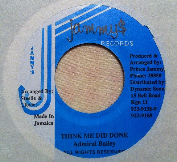 ・アーティスト Admiral Bailey ・タイトル Think Me Did Done ・レーベル・型番 Jammy's Records NONE ・フォーマット 7インチレコード ・コンディション(盤) 良い (VG+) ・コンディ...