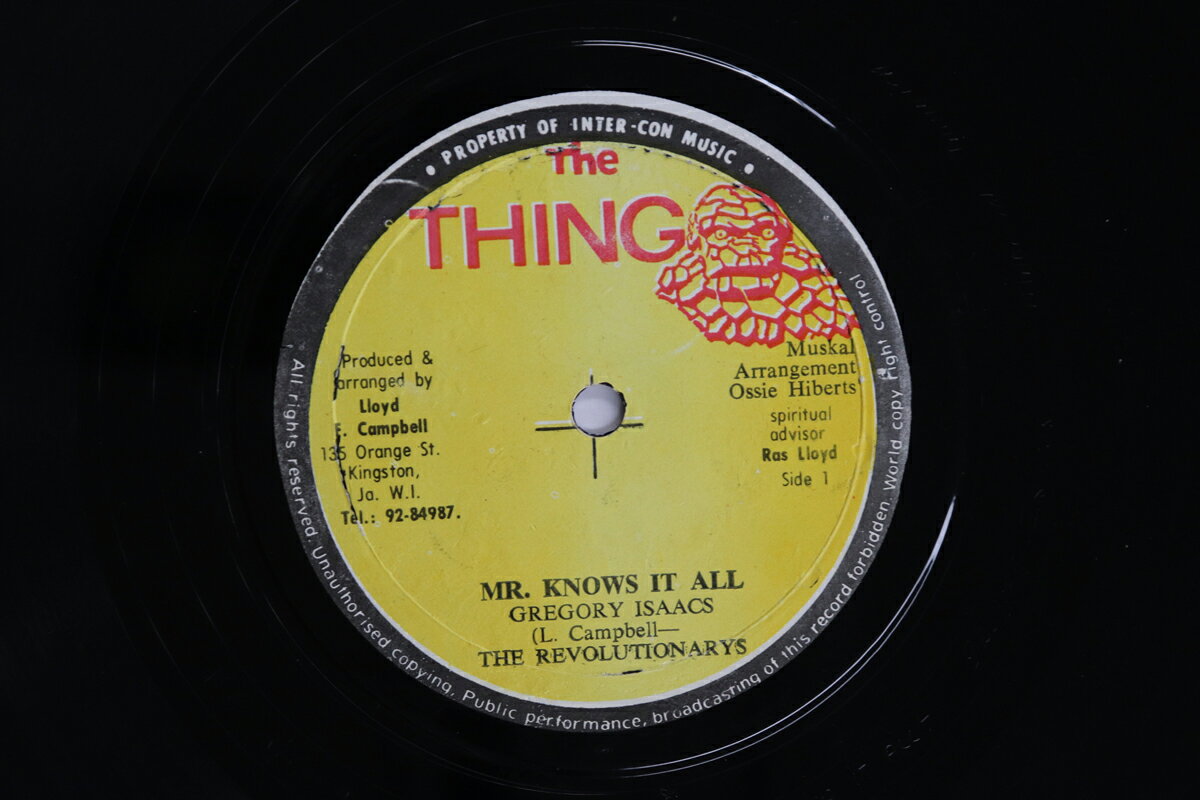 ・アーティスト Gregory Isaacs & The Revolutionarys ・タイトル Mr. Knows It All / War Of The Stars ・レーベル・型番 THE THING NONE ・フォーマット 12...