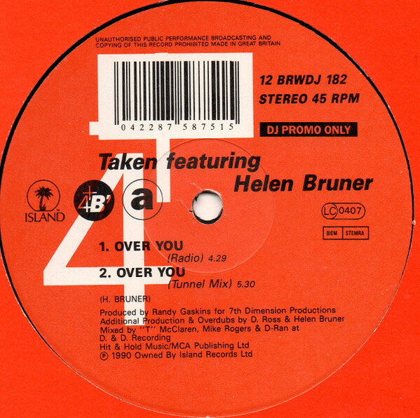 ・アーティスト Taken, Helen Bruner ・タイトル Over You ・レーベル・型番 4TH & BROADWAY 12BRWDJ182 ・フォーマット 12インチレコード ・コンディション(盤) 良い (VG+) ・コン...