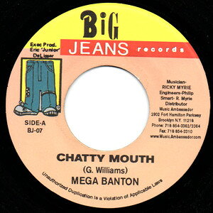 ・アーティスト Mega Banton ・タイトル Chatty Mouth ・レーベル・型番 ・フォーマット 7インチレコード ・コンディション(盤) 良い (VG+) ・コンディション(ジャケット) プレインカバー（元ジャケット／カバー...