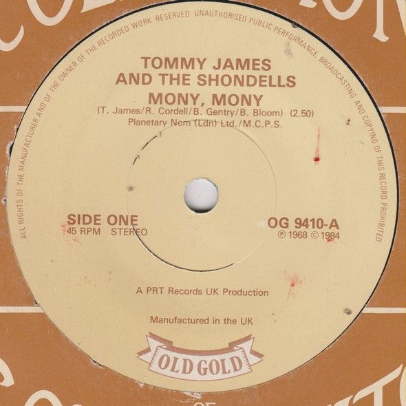 ・アーティスト Tommy James & The Shondells ・タイトル Mony Mony ・レーベル・型番 Old Gold (2) OG9410 ・フォーマット 7インチレコード ・コンディション(盤) 良い (VG+) ・...
